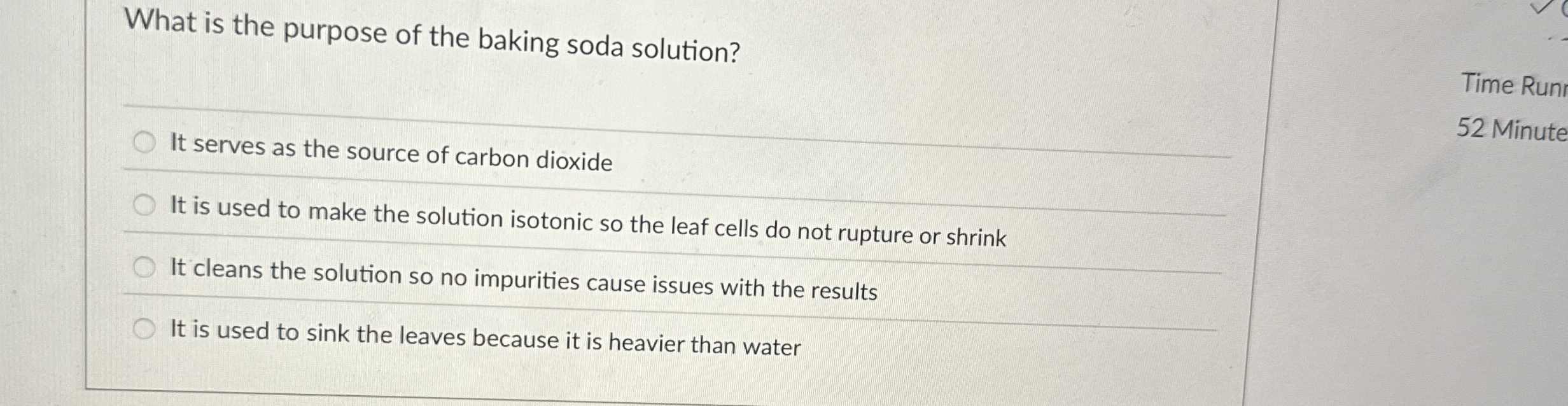 Solved What is the purpose of the baking soda solution?It | Chegg.com