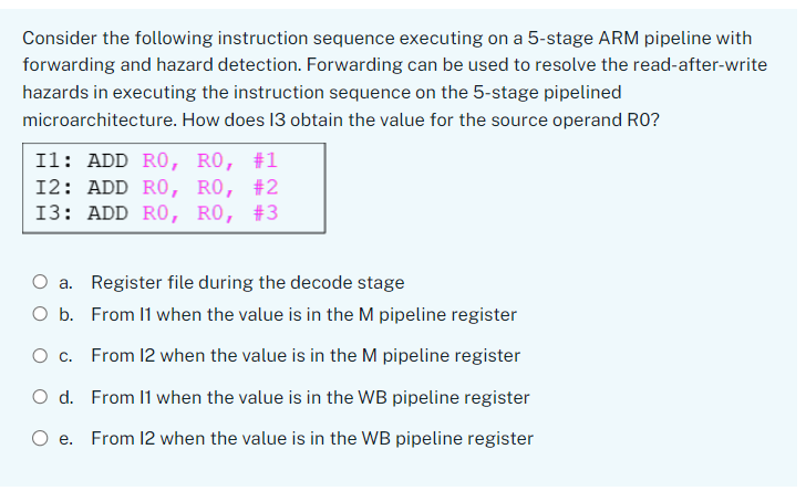 Solved Consider the following instruction sequence executing | Chegg.com
