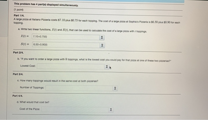 Solved This problem has 4 part(s) displayed simultaneously | Chegg.com