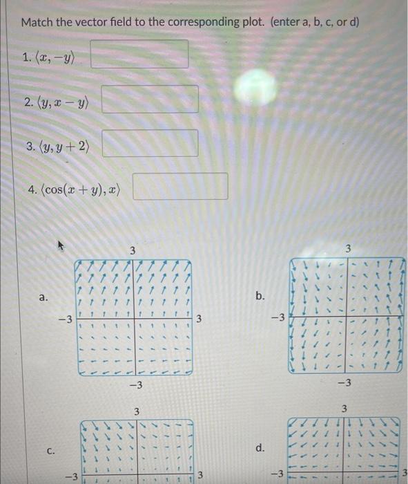 Solved Match the vector field to the corresponding plot. | Chegg.com