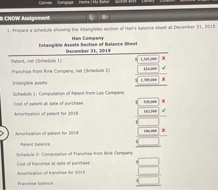 Solved Intangibles: Balance Sheet Presentation and Income | Chegg.com