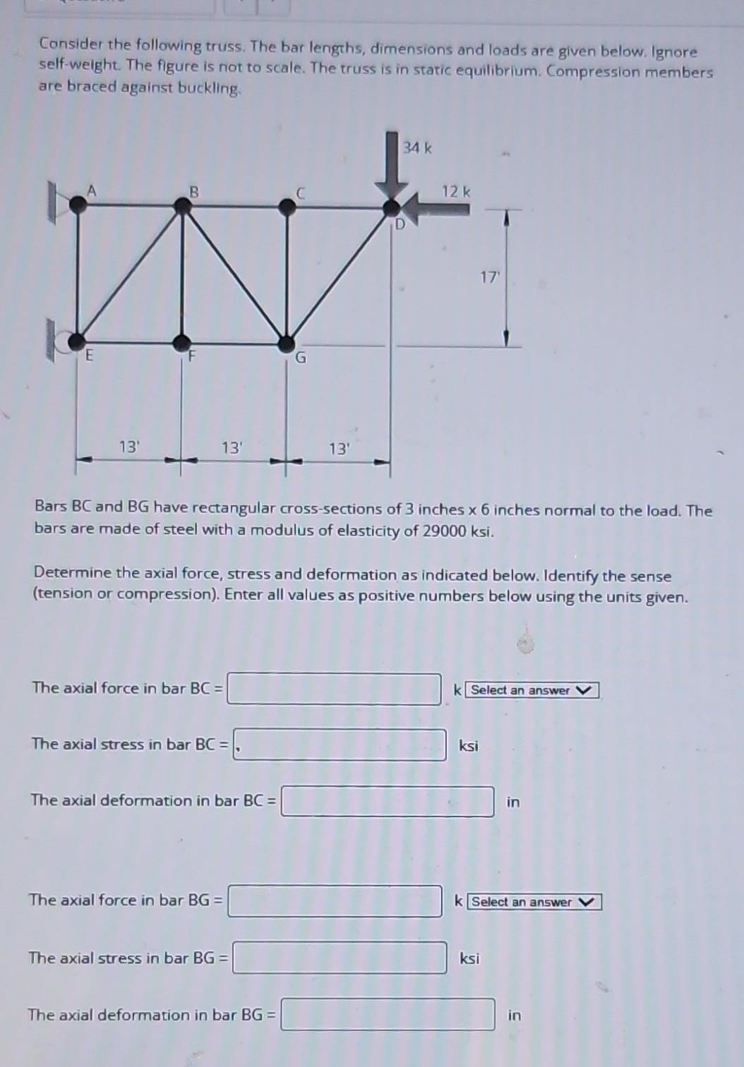 Solved Consider the following truss. The bar lengths, | Chegg.com