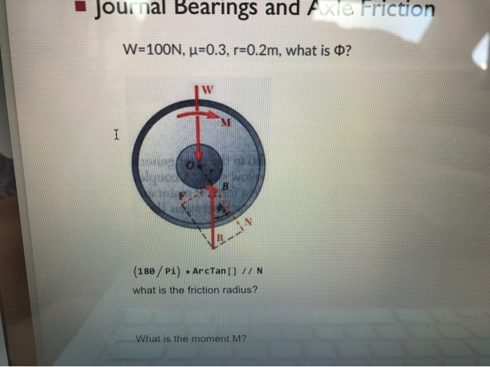 Solved Journal Bearings and Axle Friction W 100N, u-0.3, | Chegg.com