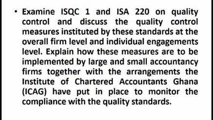 Solved • Examine ISQC 1 and ISA 220 on quality control and | Chegg.com