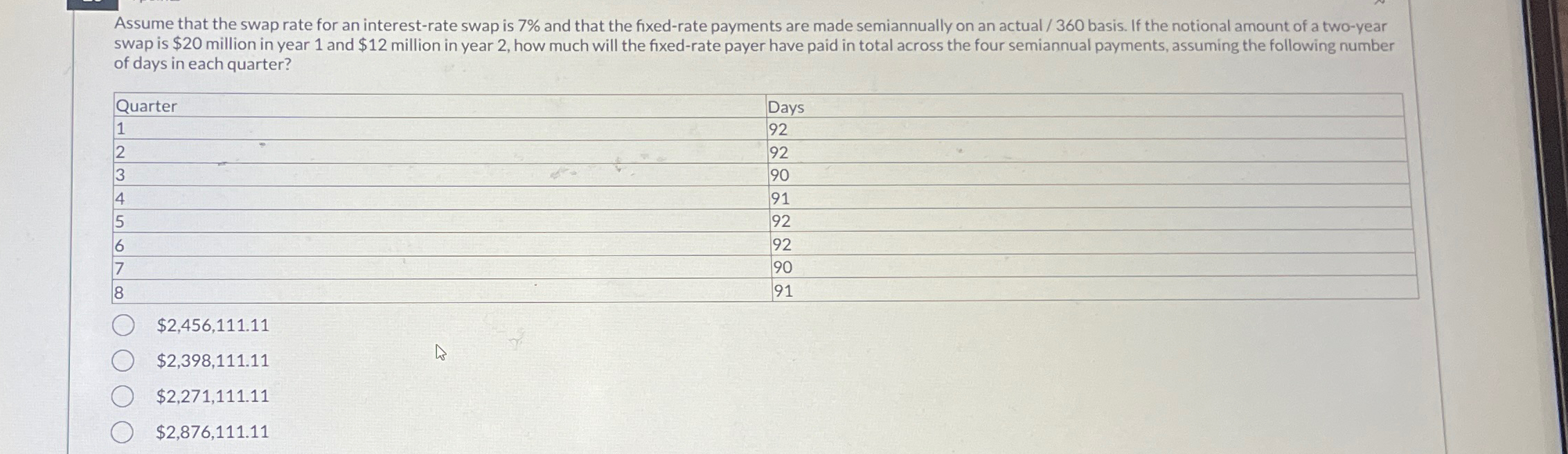 Solved Assume that the swap rate for an interest-rate swap | Chegg.com