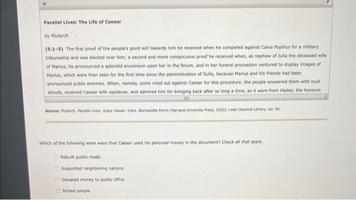Parallel Lives: The LIfe of Caesar by Plutarch | Chegg.com