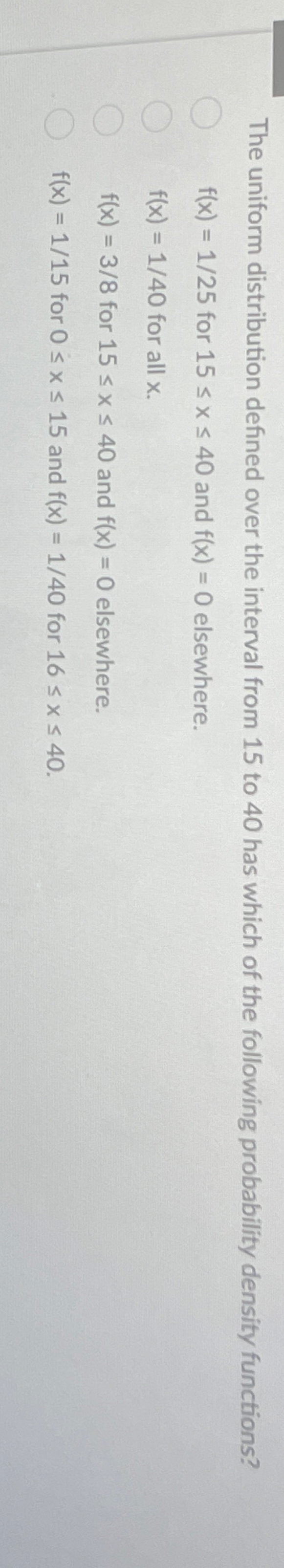 Solved The uniform distribution defined over the interval | Chegg.com
