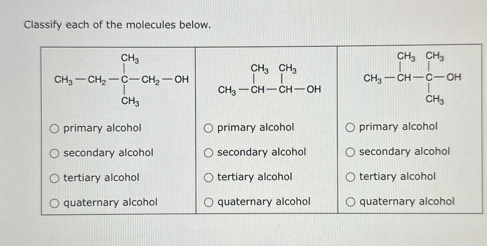 Solved Classify each of the molecules | Chegg.com