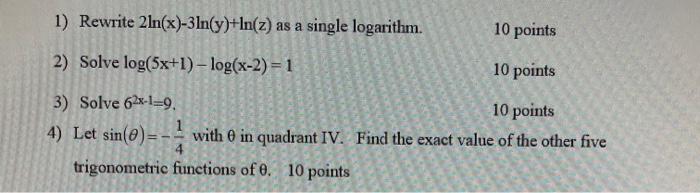 Solved 1) Rewrite 2ln(x)-31n(y)+ln(z) as a single logarithm. | Chegg.com