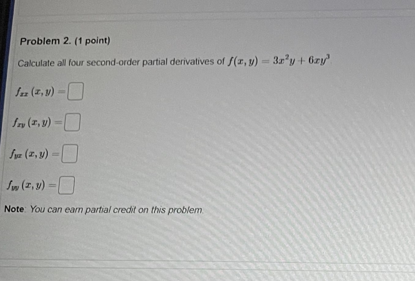 Solved Problem 2. (1 ﻿point)Calculate all four second-order | Chegg.com