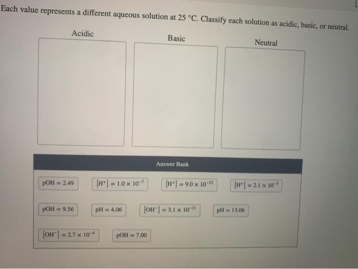 Solved Each value represents a different aqueous solution at | Chegg.com