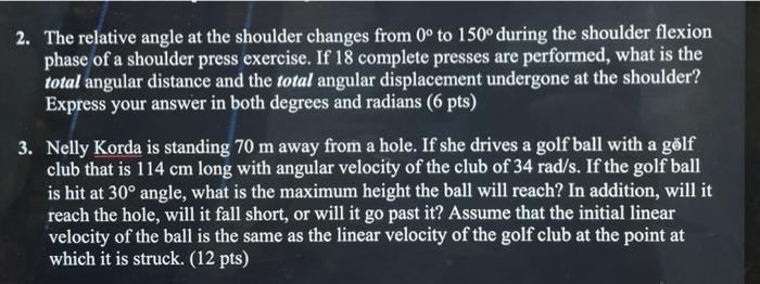 Solved 2. The relative angle at the shoulder changes from 0 | Chegg.com