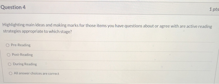 Solved Question 4 1 pts Highlighting main ideas and making | Chegg.com