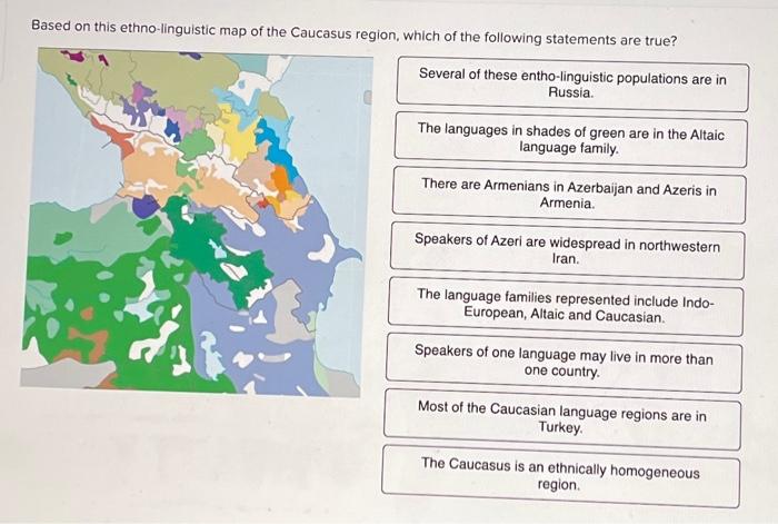 Based on this ethno-linguistic map of the Caucasus | Chegg.com
