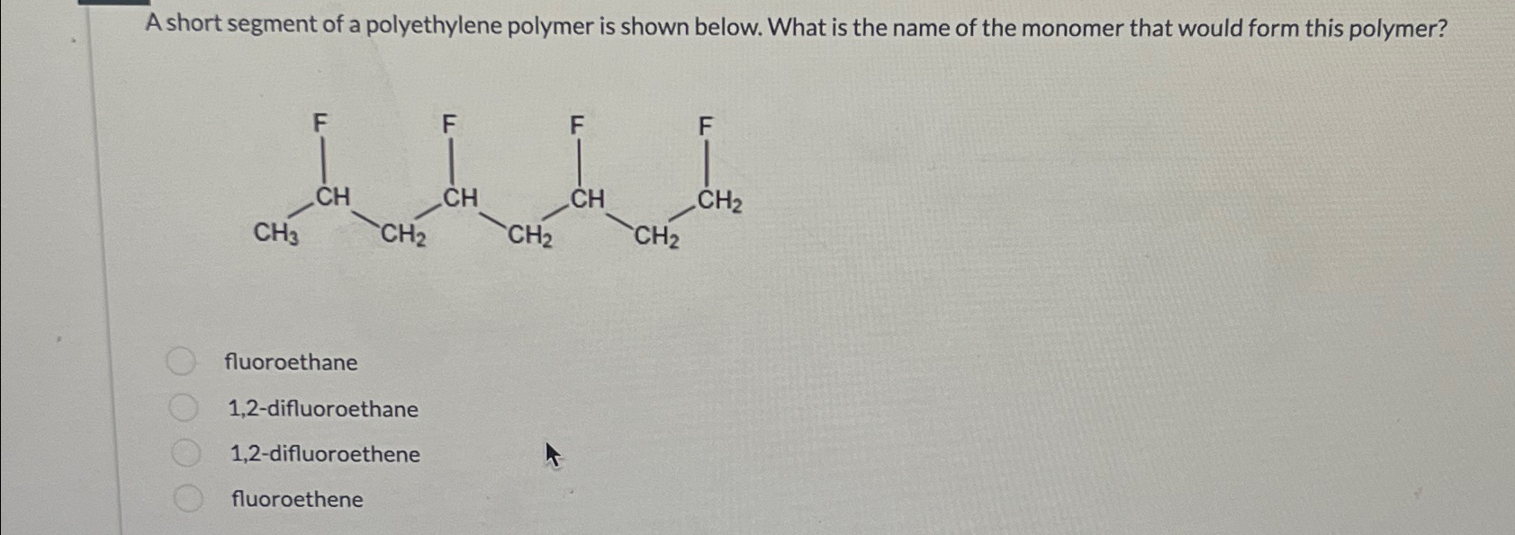Solved A short segment of a polyethylene polymer is shown | Chegg.com