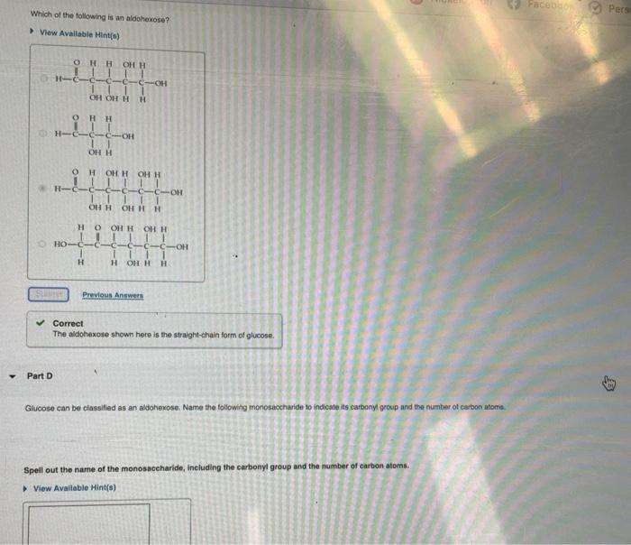 Solved Which of the following is an aldohexose? View | Chegg.com