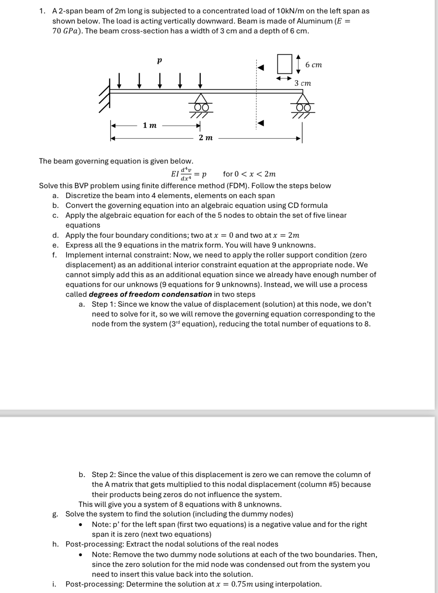 1. ﻿A 2-span beam of 2 ﻿m long is subjected to a | Chegg.com