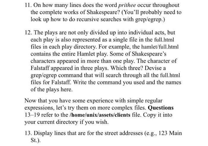 Solved 11. On how many lines does the word prithee occur | Chegg.com
