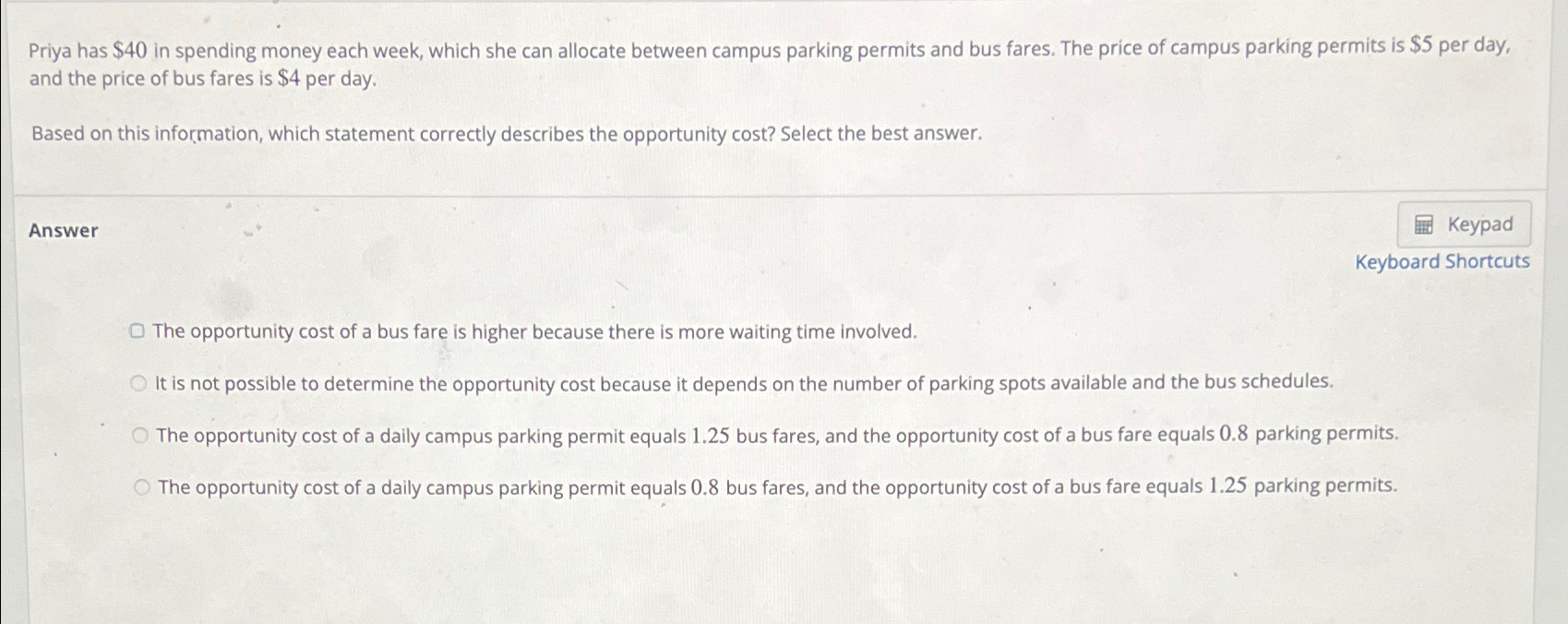 Solved Priya has $40 ﻿in spending money each week, which she | Chegg.com