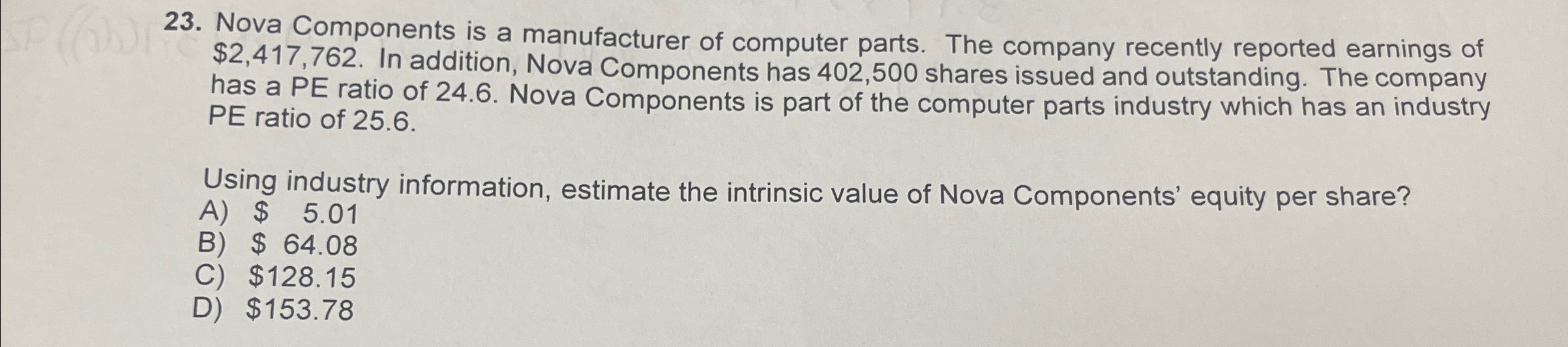 Solved Nova Components is a manufacturer of computer parts. | Chegg.com