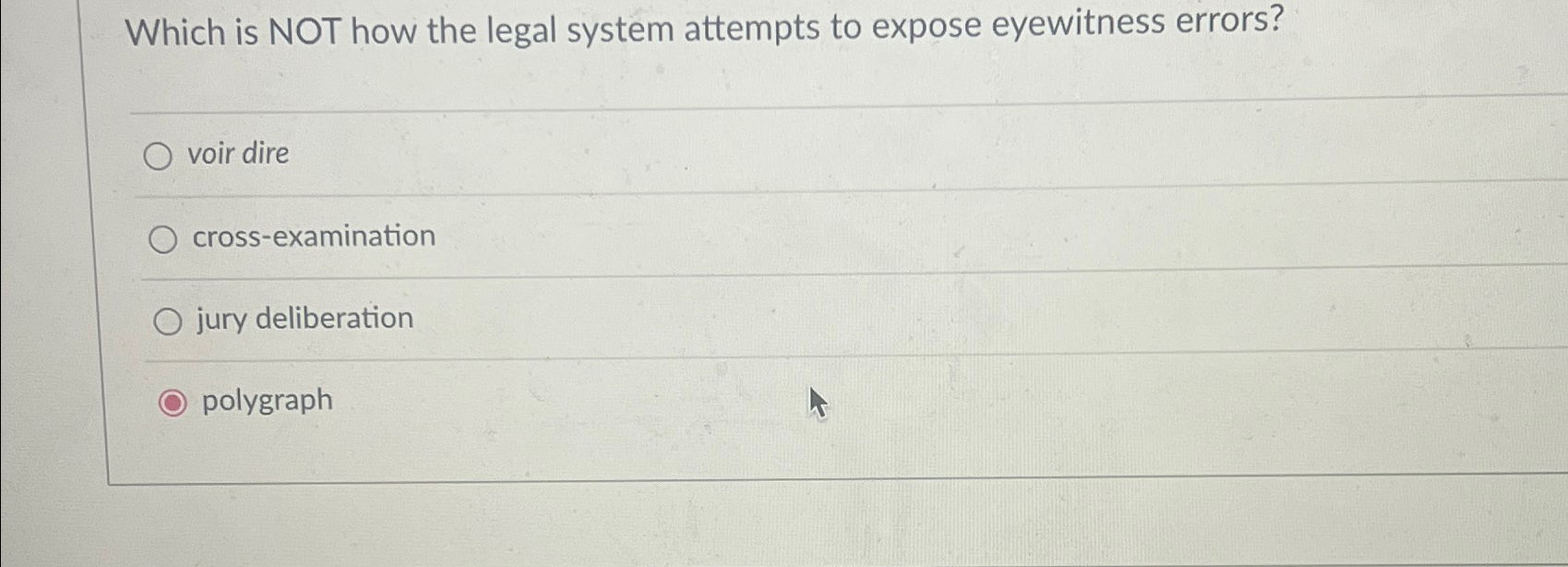 Solved Which is NOT how the legal system attempts to expose | Chegg.com