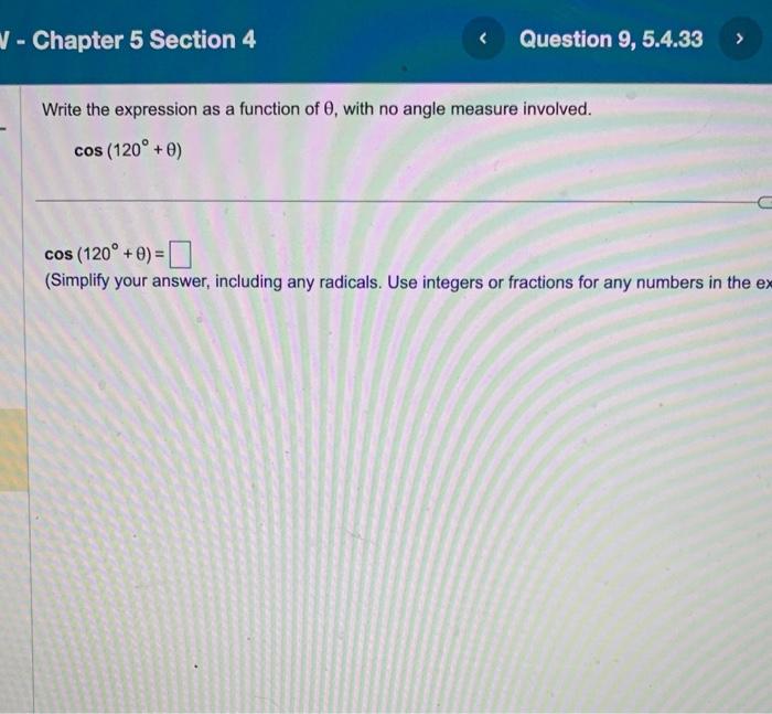 Solved Write the expression as a function of θ, with no | Chegg.com