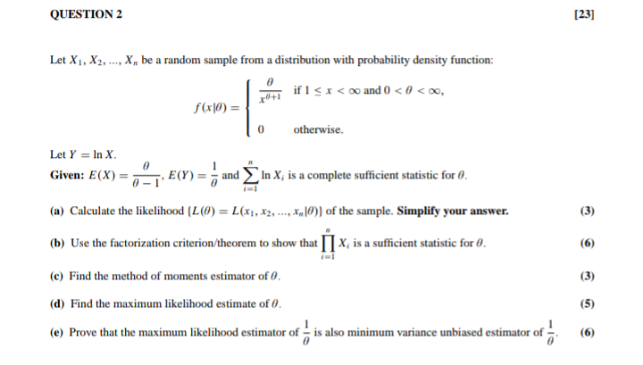 Solved Let X1,X2,…,Xn be a random sample from a distribution | Chegg.com