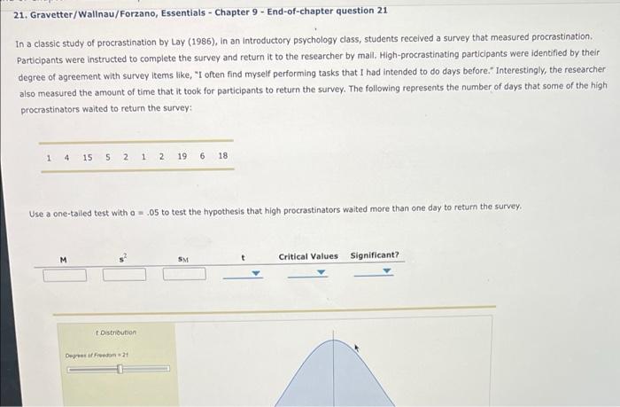 Solved 21. Gravetter/Wallnau/Forzano, Essentials - Chapter 9 | Chegg.com Solved 21. Gravetter/Wallnau/Forzano, Essentials - Chapter 9 | Chegg.com