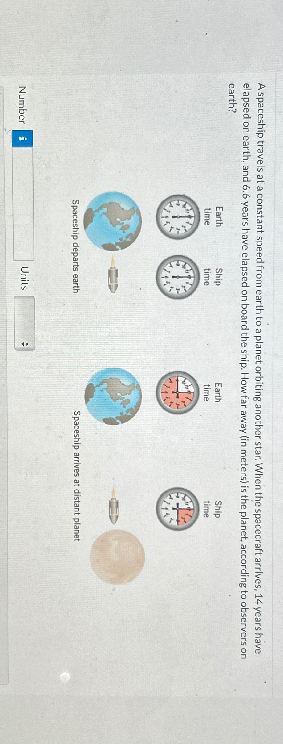 Solved A spaceship travels at a constant speed from earth to | Chegg.com