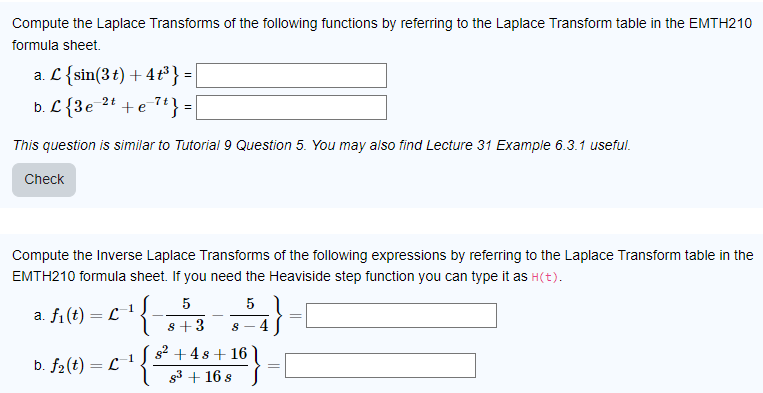 Solved Please double check your answer!Compute the Laplace | Chegg.com
