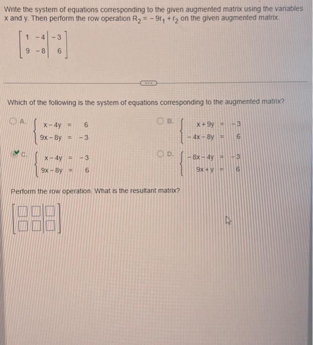 Solved Write the system of equations corresponding to the | Chegg.com