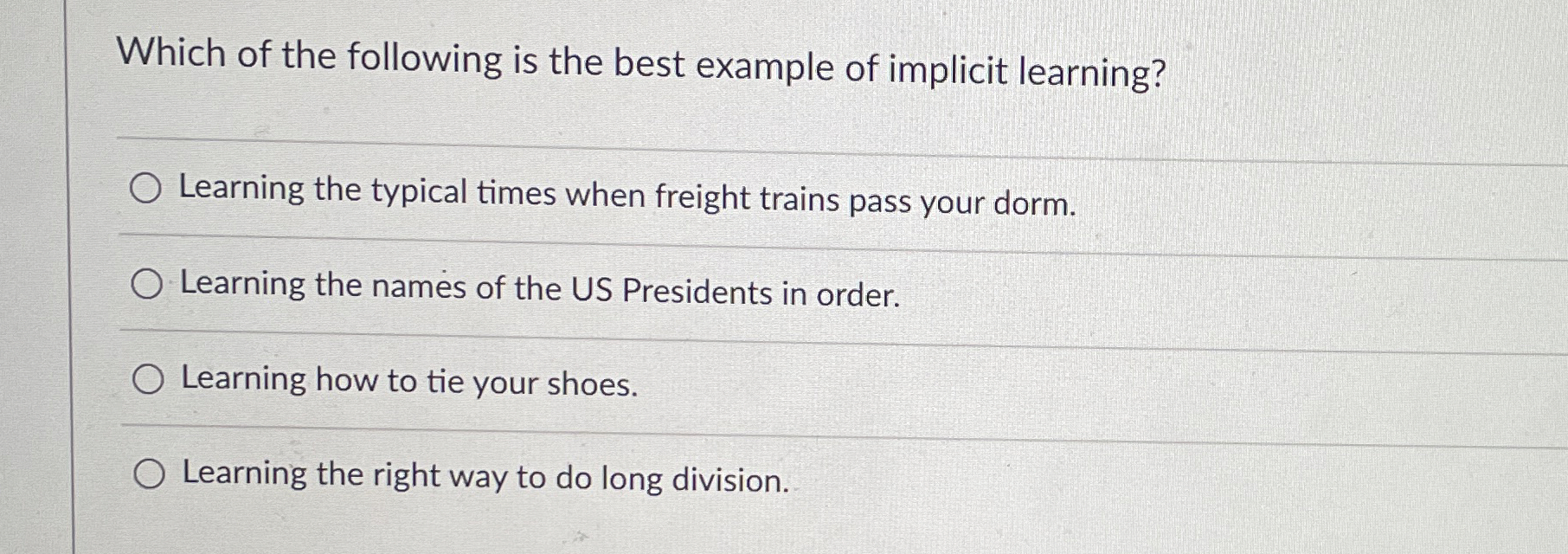 Solved Which of the following is the best example of | Chegg.com
