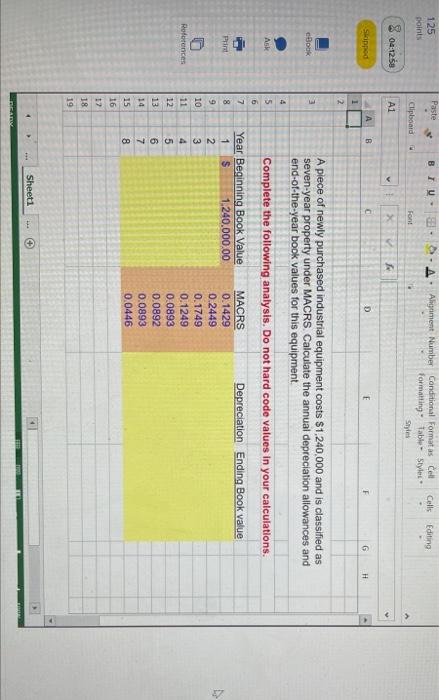 Solved Paste BIU- 125 points Cells Editing Alignment Number | Chegg.com