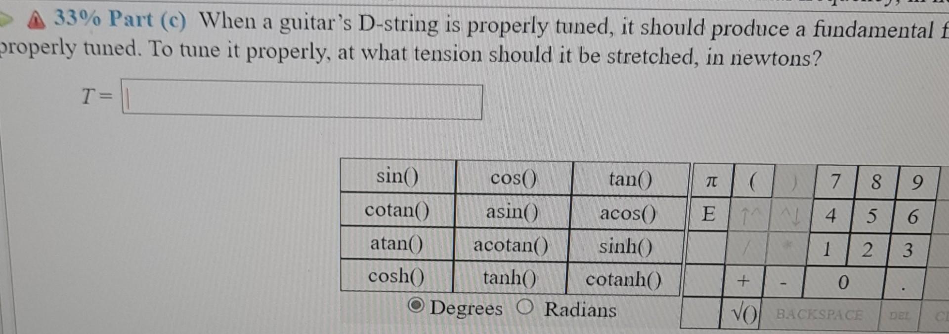 Solved The D-string on a guitar has ahas a linear mass | Chegg.com