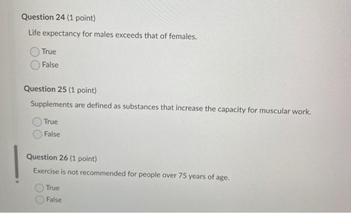 Solved Life expectancy for males exceeds that of females. | Chegg.com