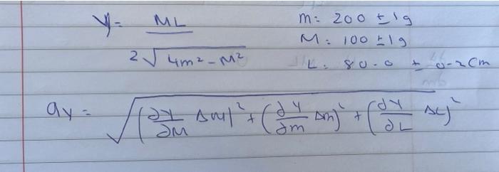Solved please do propagation of error using partial | Chegg.com