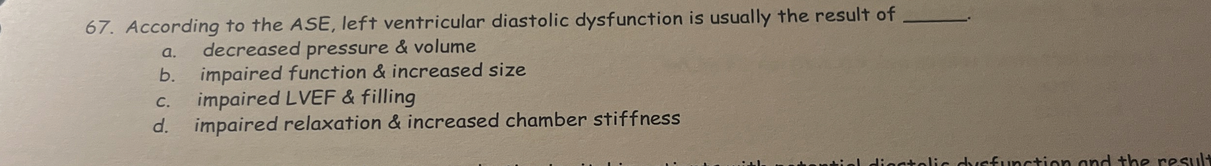 Solved According to the ASE, left ventricular diastolic | Chegg.com