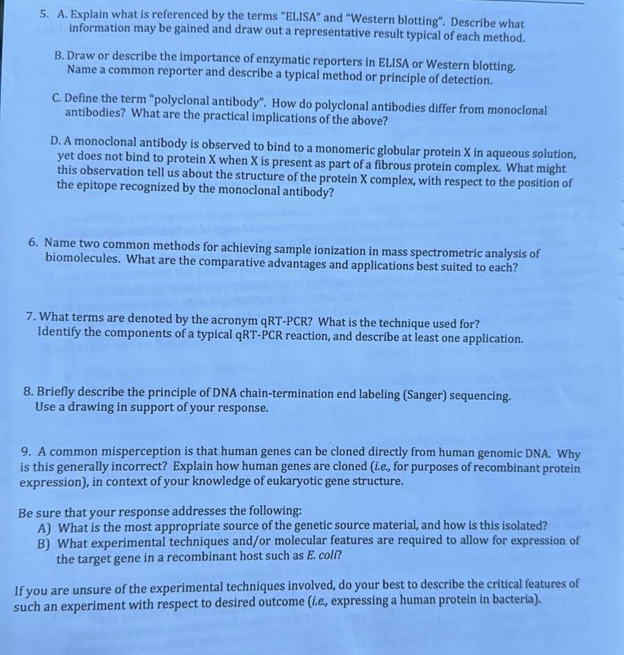 Solved A. ﻿Explain what is referenced by the terms "ELISA" | Chegg.com
