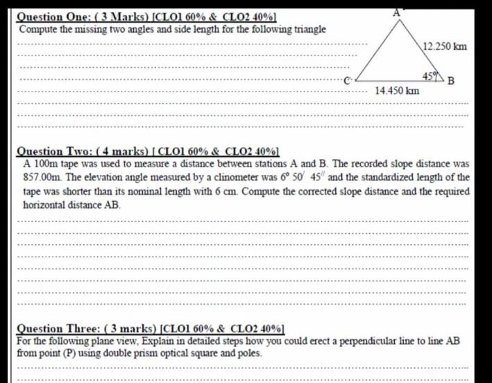 Solved Question Two: ( 4 marks) [ CLO1 60% \& CLO2 40\%] A | Chegg.com