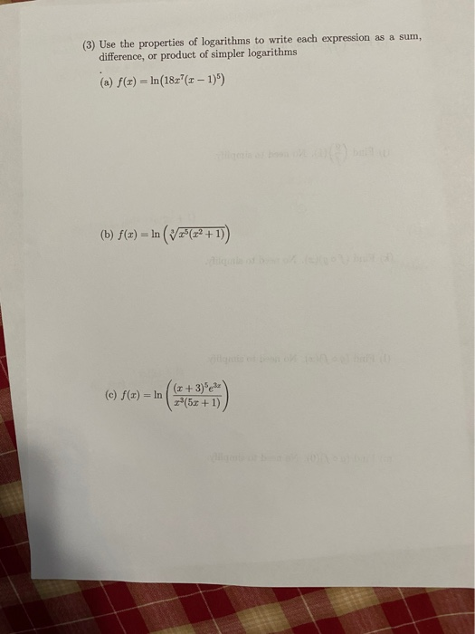 Solved 3 Use The Properties Of Logarithms To Write Each 7578