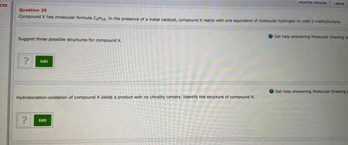 Solved CES Question 29 Compound X has molecular formula | Chegg.com