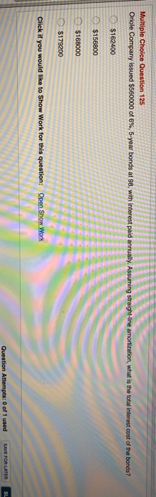 Solved Multiple Choice Question 125 Oriole Company issued | Chegg.com
