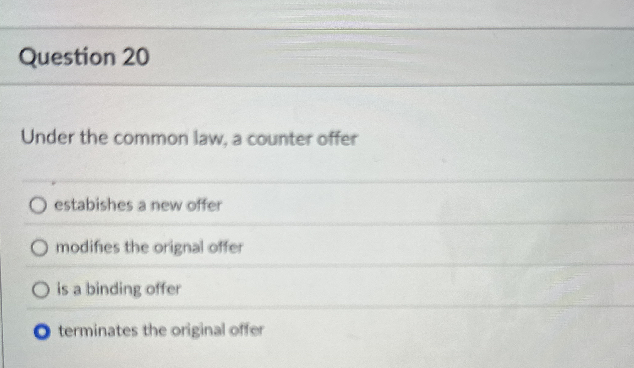 Solved Question 20Under the common law, a counter | Chegg.com