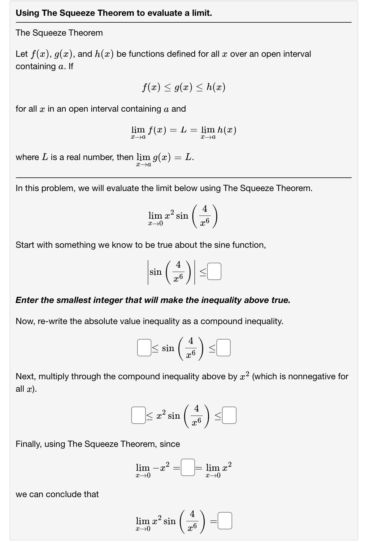 Solved Using The Squeeze Theorem to evaluate a limit.The | Chegg.com