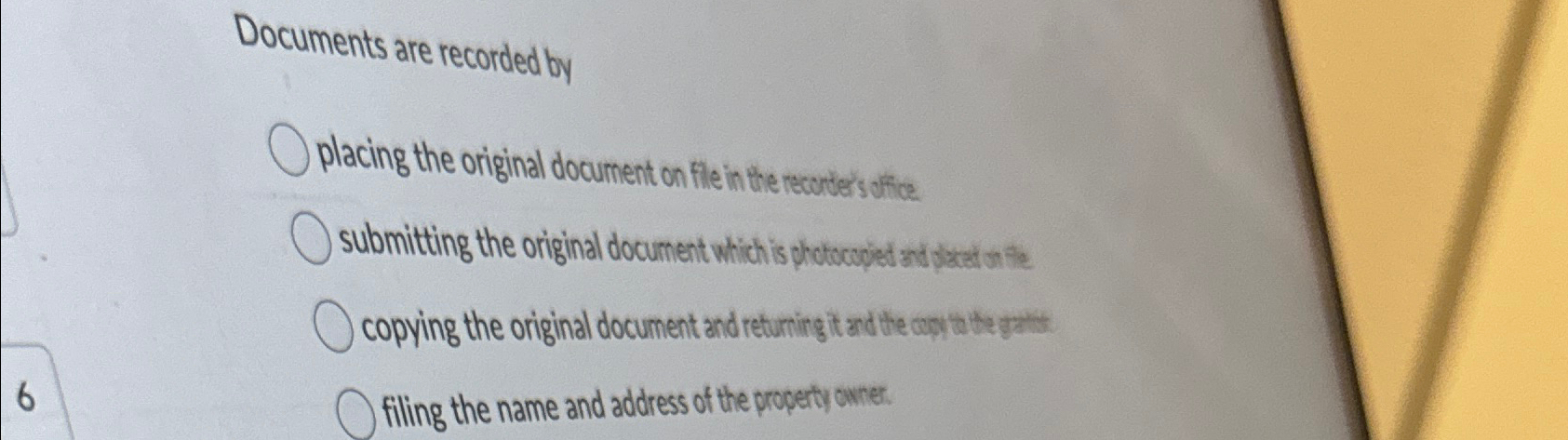 Solved Documents are recorded byplacing the original | Chegg.com