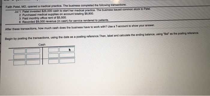 Solved Faith Patel, MD, opened a medical practice. The | Chegg.com