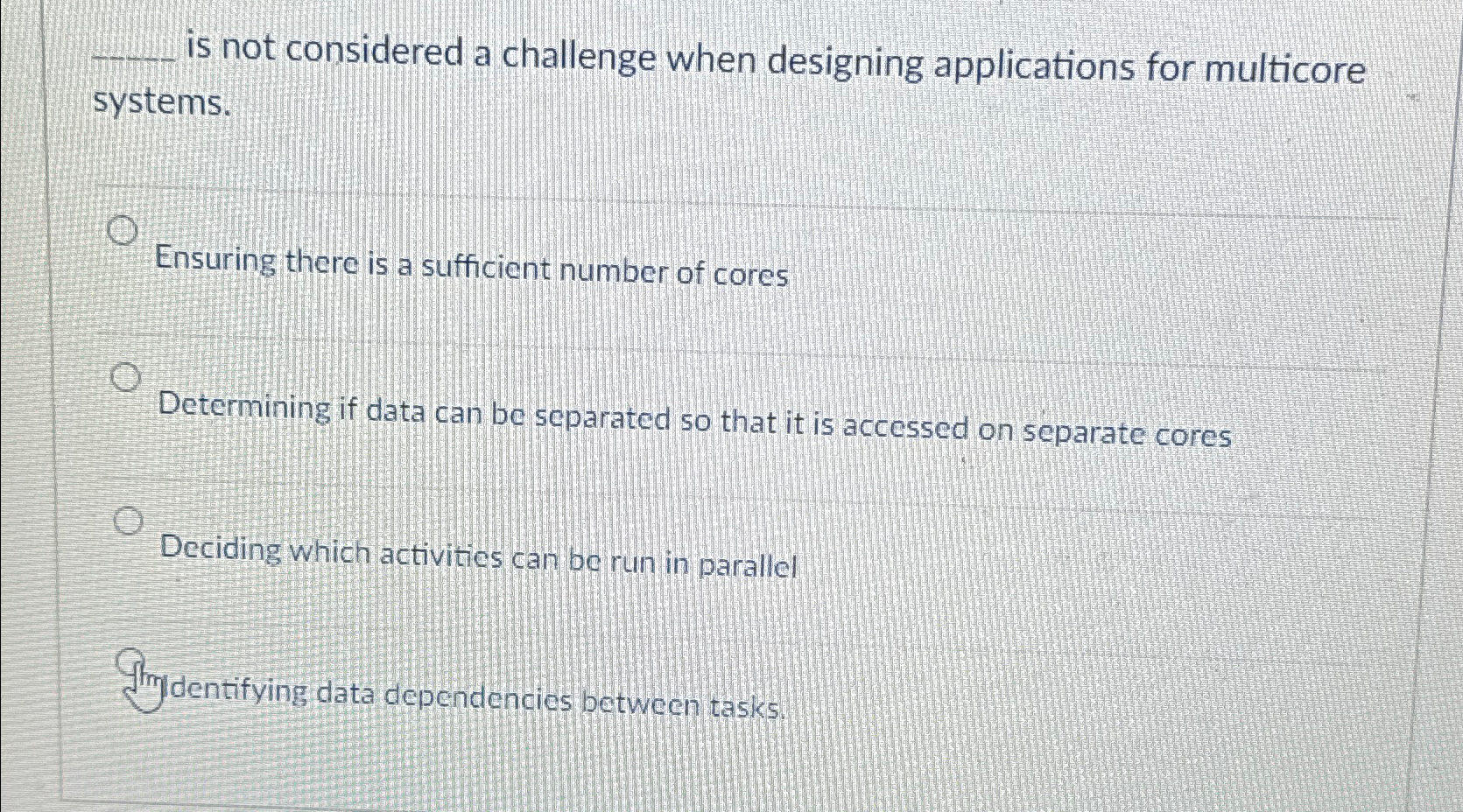 Solved is not considered a challenge when designing | Chegg.com