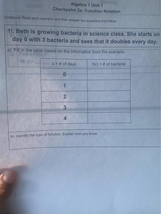 Solved Algebra 1 Unit 1 Checkpoint 2a: Function Notation | Chegg.com