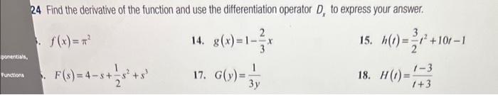 Solved -12. Find the derivative of the given function at the | Chegg.com