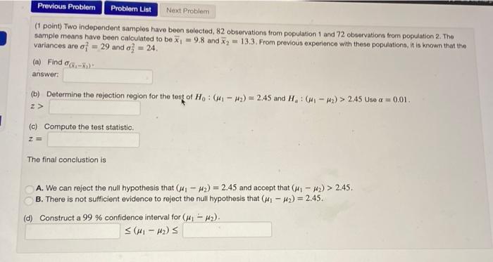 Solved Previous Problem Problern List Next Problem (1 point) | Chegg.com